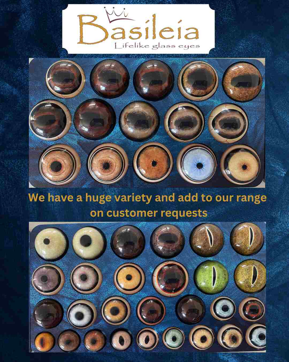 Lifelike glass eyes